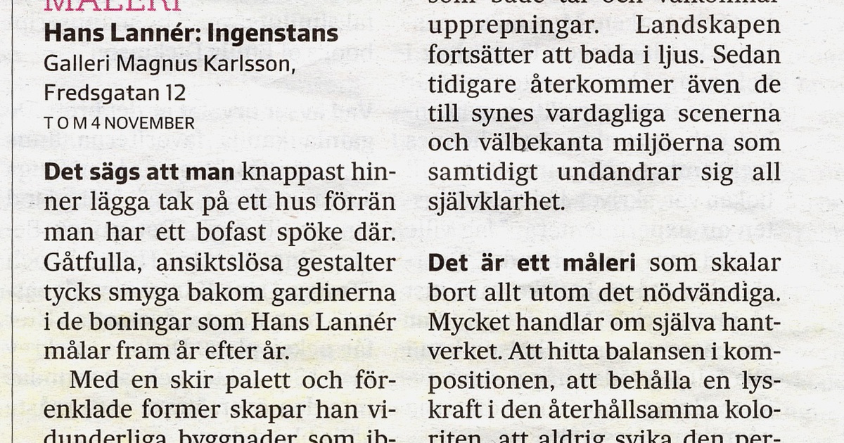 Hans Lannér | Ingenstans / No Place | 4 October - 4 November 2012 ...