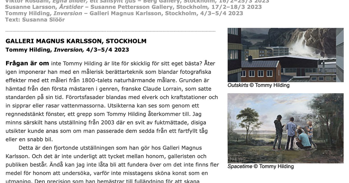 Tommy Hilding | Inversion | 4 March - 5 April 2023 | Galleri Magnus Karlsson