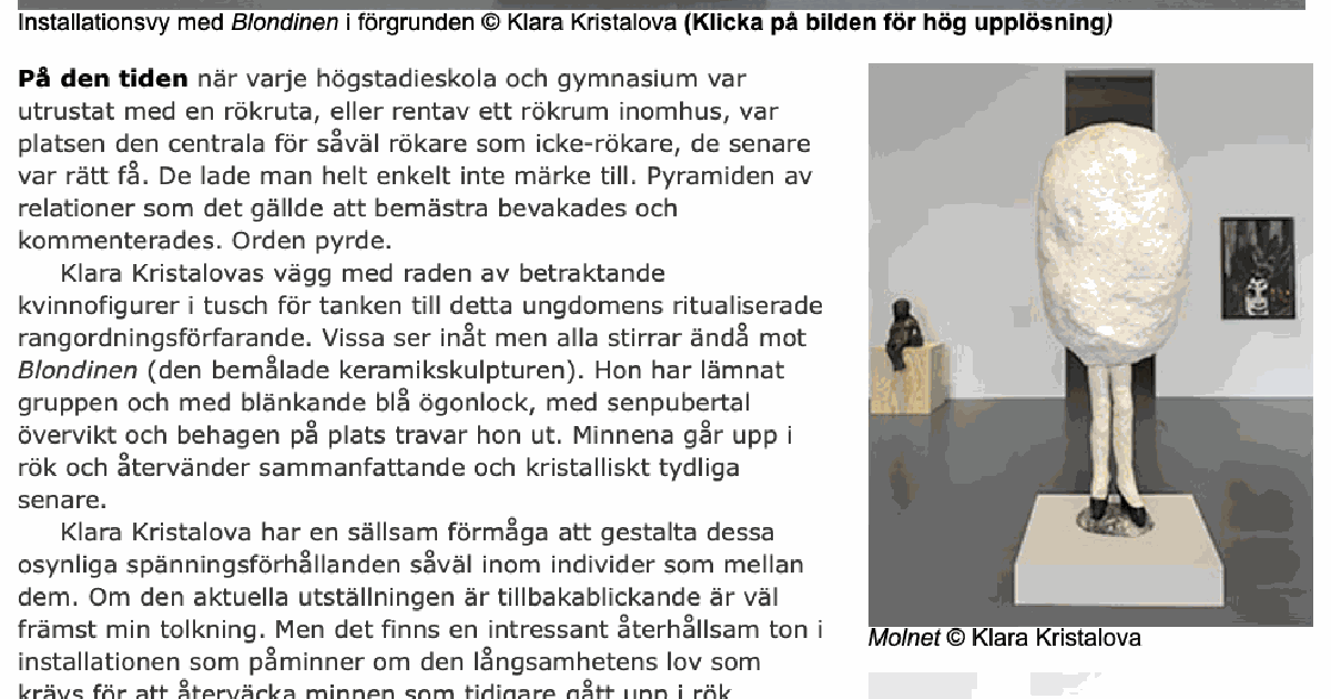 Review in Omkonst, Klara Kristalova | Galleri Magnus Karlsson